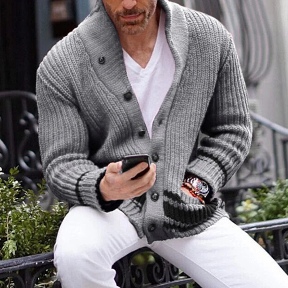 Men's Cardigan - Shawl Collar with Button Front – ELVORIA UK